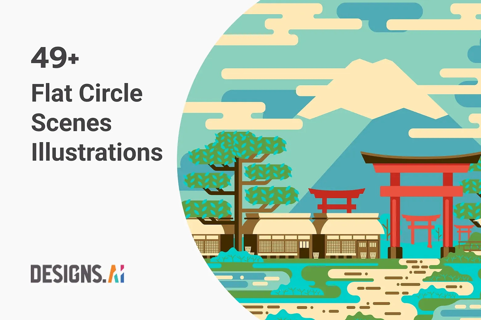 Circle Design Inspo: 40+ Free Round Scenery Illustration Pack | Eagle ...