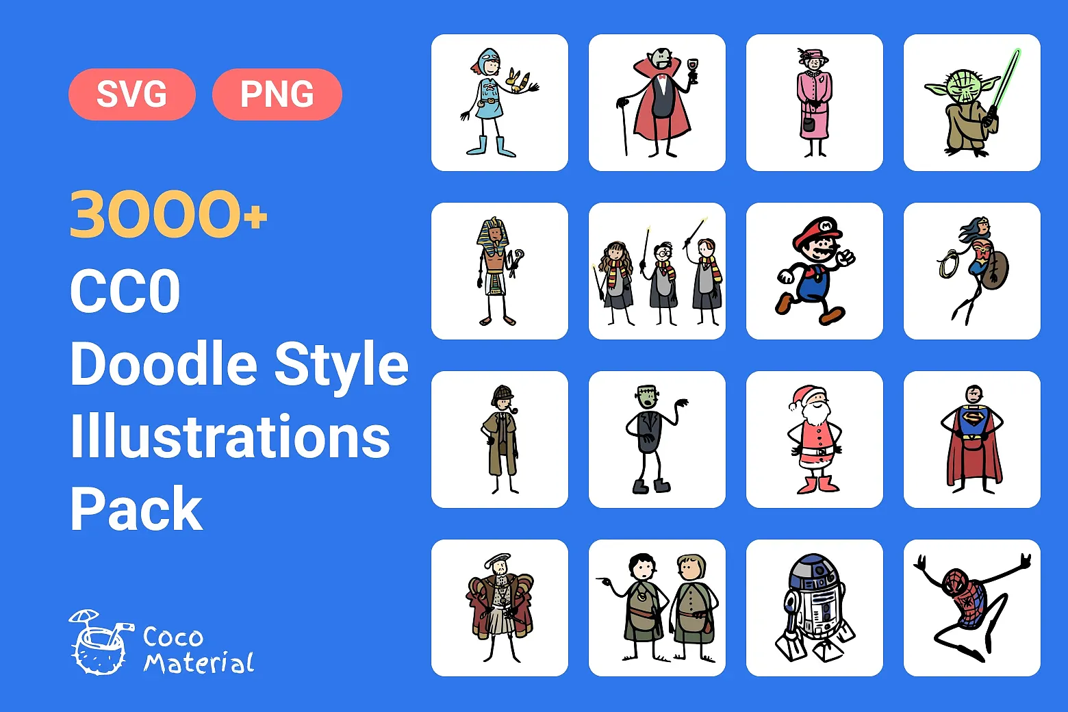3000+ CC0 Doodle Style Illustrations Pack for Commercial Use | Eagle ...